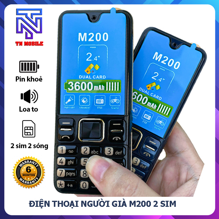 Điện thoại người già M200 - màn hình to 2.4", loa to, bàn phím lớn ...