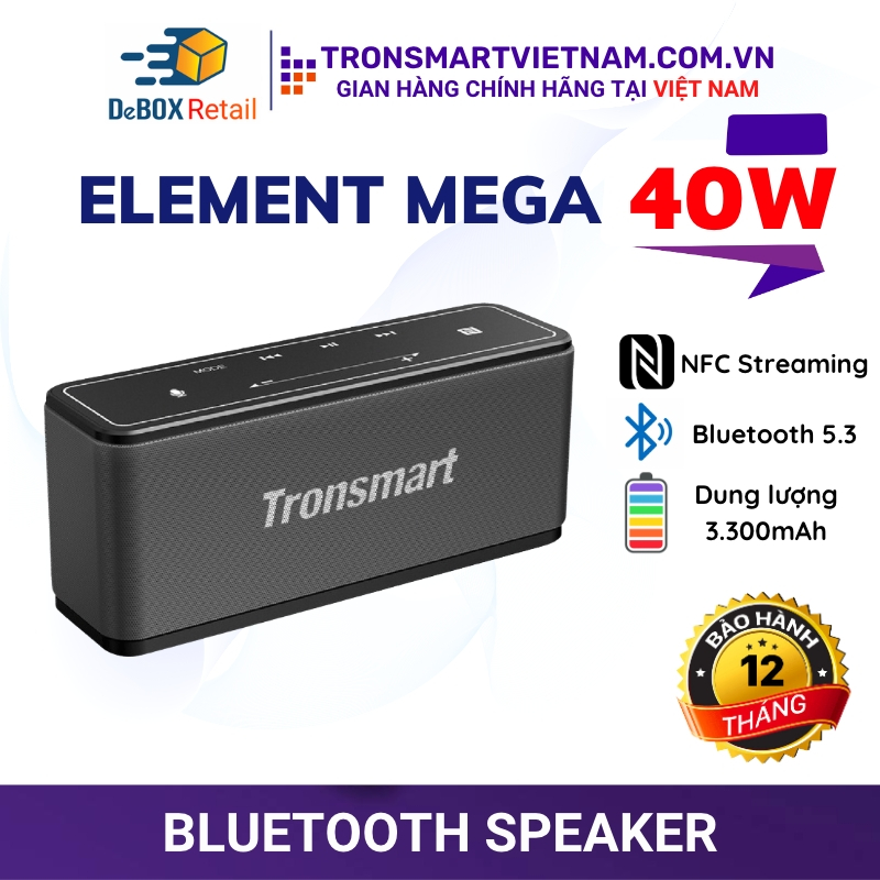 Loa Bluetooth Tronsmart Element MEGA 40W v5.0 Hỗ trợ TWS và NFC ghép ...