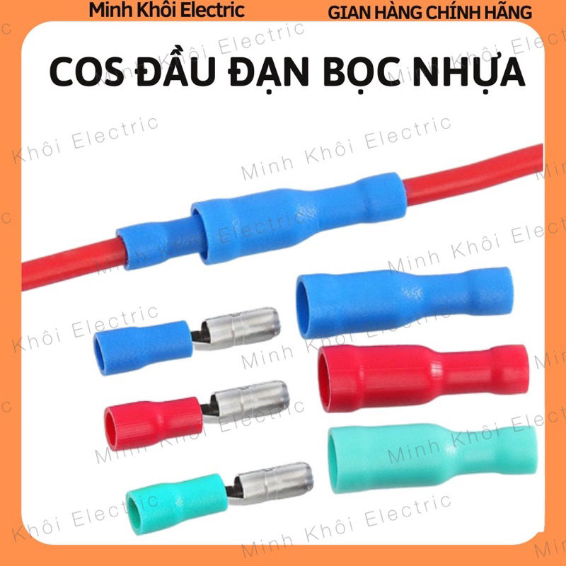 100 Cos Đầu Đạn,đầu cos nối dây điện, cốt đực cái, cosse hình đầu đạn, giắc cắm cách điện, bắp ...