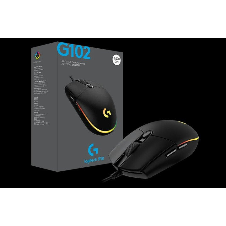 Chuột gaming Logitech G102 Gen 2 Lightsync Black (App GHUB chỉnh led RGB, 6 nút lập trình) - BH ...