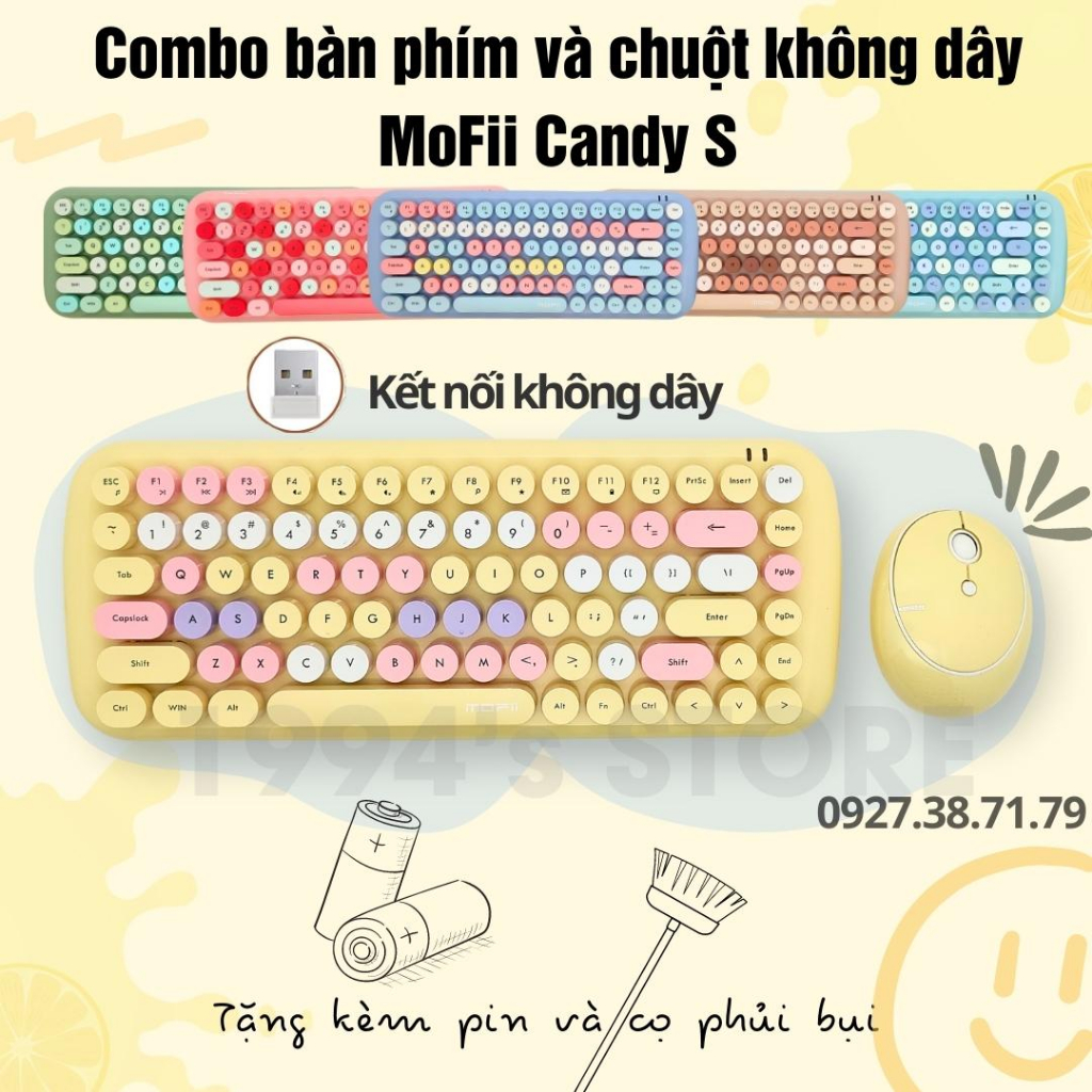 Bộ bàn phím giả cơ và chuột không dây MoFii Candy Mixed - Dùng cho PC ...