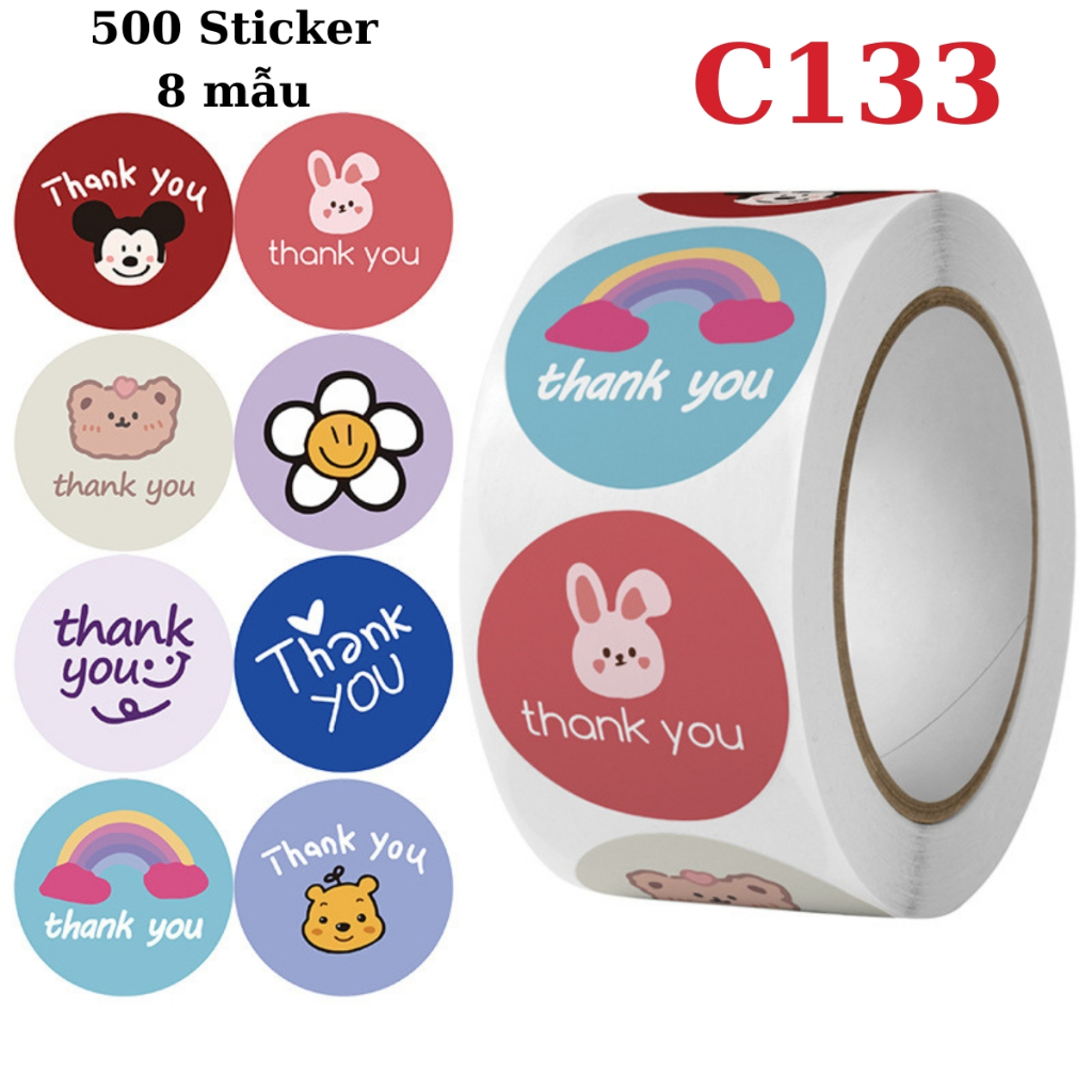 Cuộn 500 Sticker Hình Dán Kích Thước 2.5 cm, Hình Dán Trang Trí Sổ Tay ...