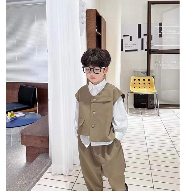 Bộ vest bé trai, vest gile bé trai 3 chi tiết form rộng, hàng có sẵn ...