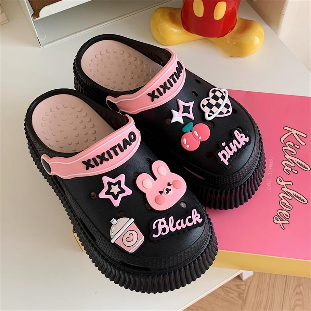 Dép sục cross crocs Black Pink đế cao phụ kiện sang chảnh CHÍNH HÃNG ...