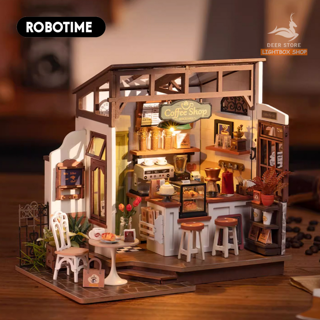 Mô hình nhà Robotime Rolife No.17 Café Miniature House kit DG162 bằng ...