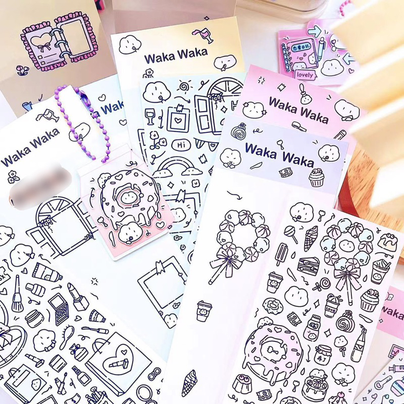 Stickers Waka Waka cute/ Hình Dán cắt sẵn chất PVC nhám chống nước ...