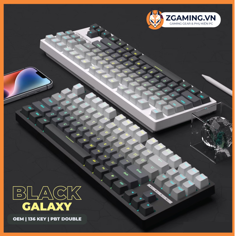 Keycap Gradient Ninja (Side Print) Black Galaxy | PBT Double Shot | OEM ...