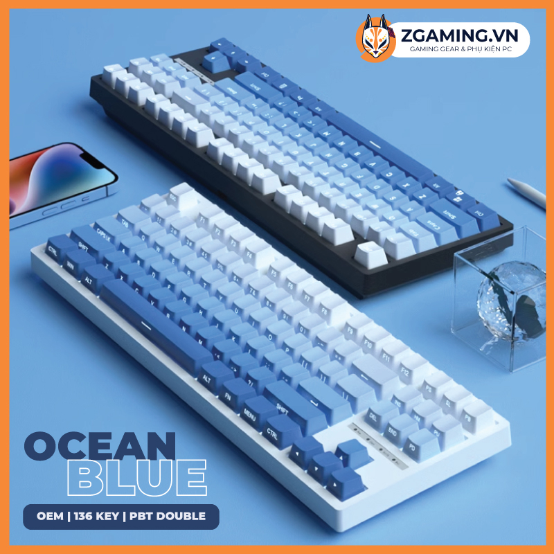 Keycap Gradient Ninja (Side Print) Ocean Blue | OEM, Xuyên Led,Full 126 ...