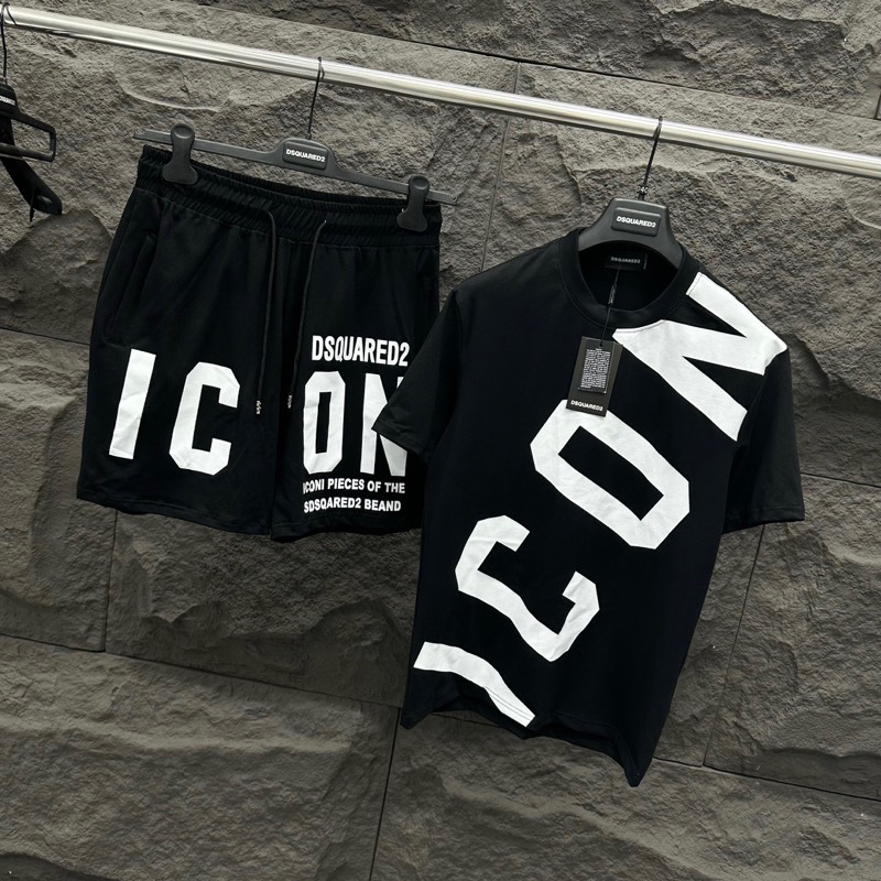 bộ phông nam chữ icon in chéo quần đùi dsquared2 Pieces | Shopee Việt Nam
