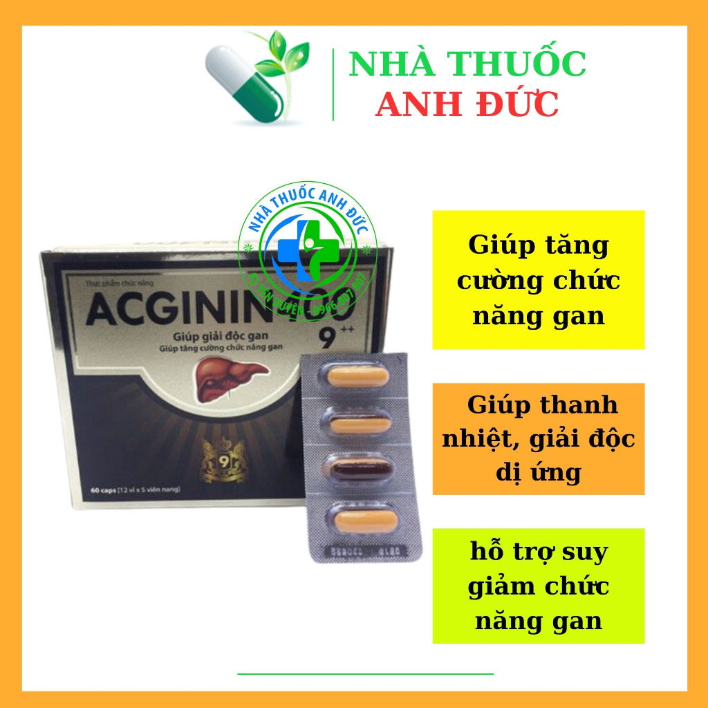 Acginin B400 9++ Giúp Giải Độc Gan, Bổ gan hộp 60 viên [Chính Hãng ...