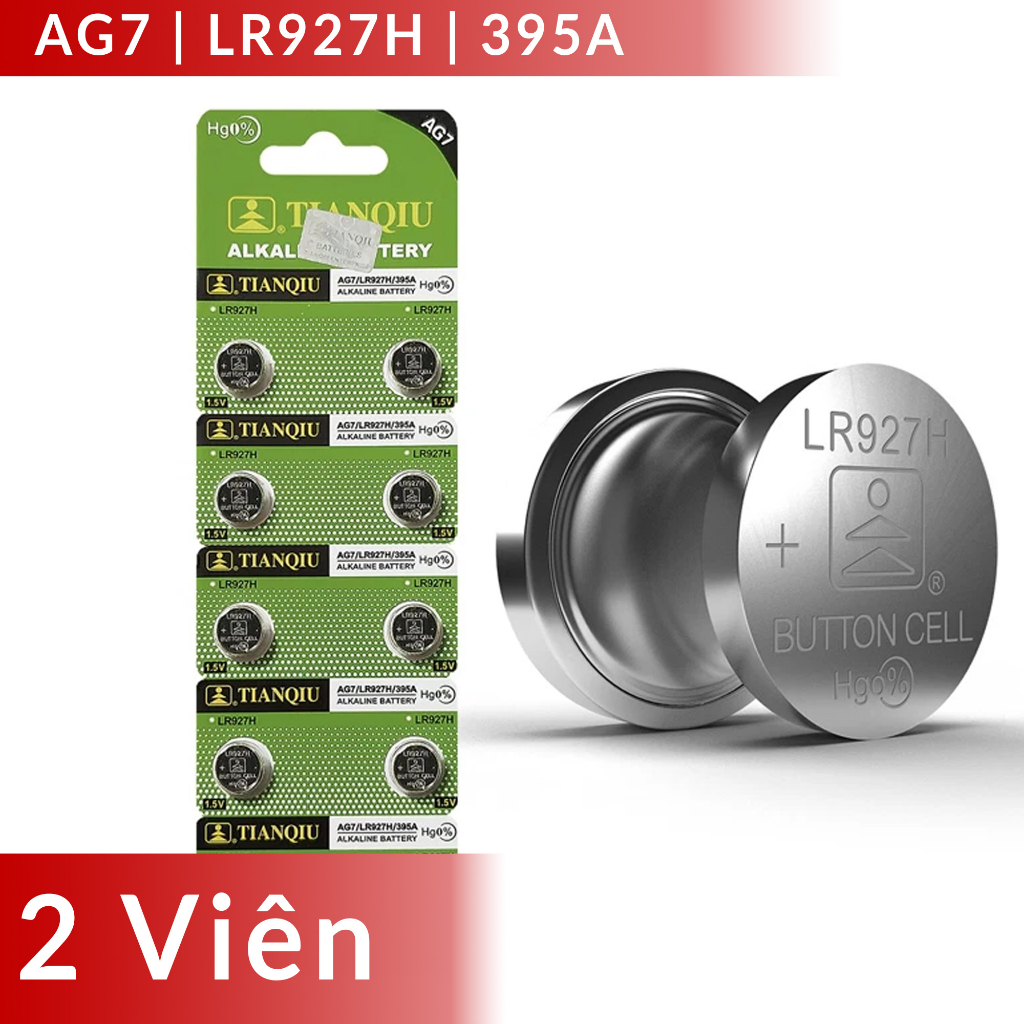 Pin cúc áo Akaline AG7 | LR927| 395A- 2 Viên Pin đồng hồ, máy tính, đồ ...