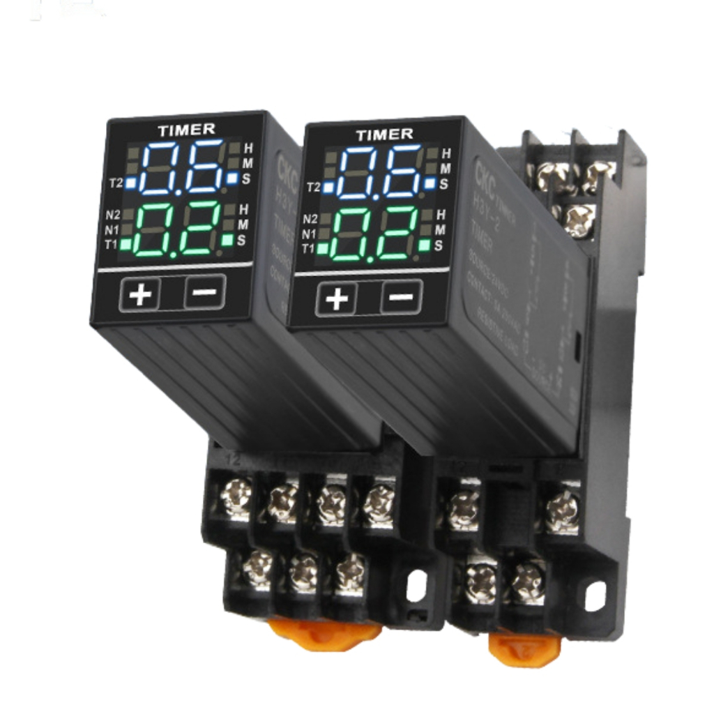 Timer mini H3Y-4 điện tử, Rơ le thời gian kỹ thuật số 0.1S-99H chế độ on off delay bật tắt chu ...