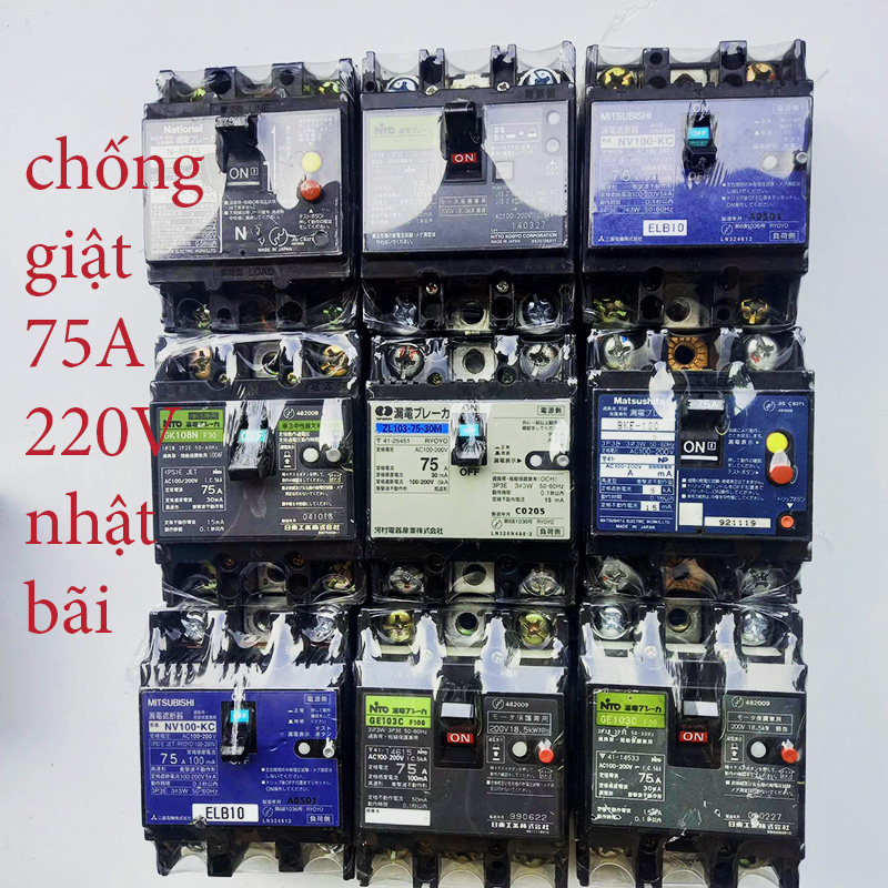 Aptomat chống giật 75A. dòng rò 30mA -cb chống giật -attomat,cầu dao tự ...