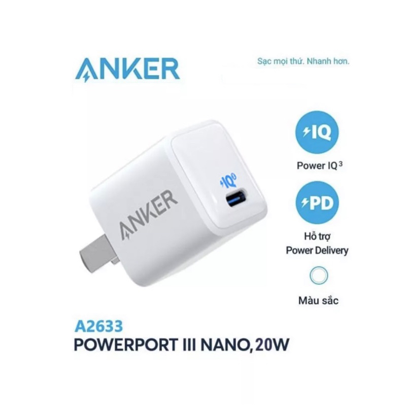 củ Sạc nhanh PD 20W Anker PowerPort III Nano A2633 chính h@ng , bảo ...