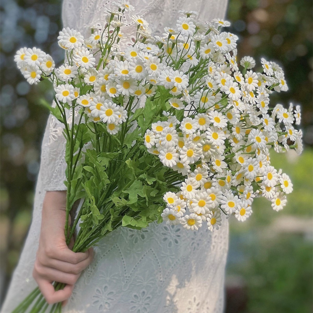 Hoa cúc hoạ mi giả 1 cành 30 bông hoa, hoa daisy decor phòng, homestay ...