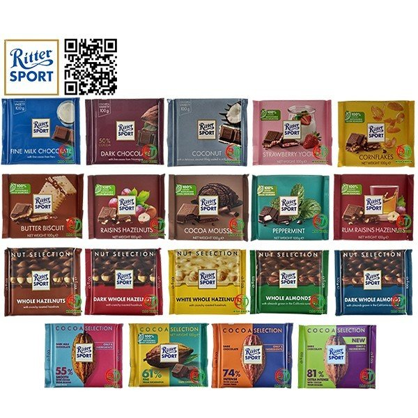 Socola hiệu Ritter Sport Đức thanh 100g | Shopee Việt Nam