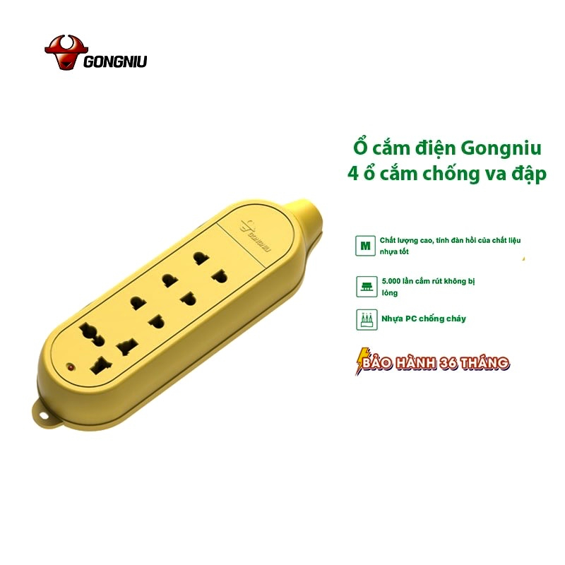 Ổ Cắm Điện Gongniu Đa Năng Chống Va Đập 4 Ổ 2500W – Chính Hãng – C5 | Shopee Việt Nam