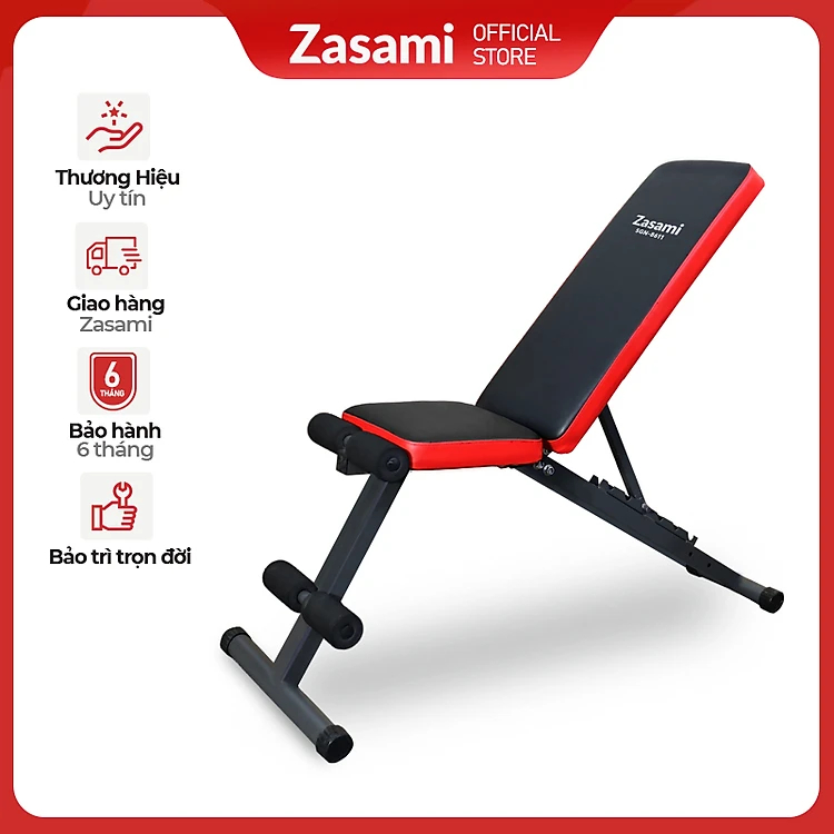 Ghế tạ đa năng Zasami SGN 8611 & Bộ 2 đòn tay 20kg tạ ( 4 đĩa 2kg, 4 ...