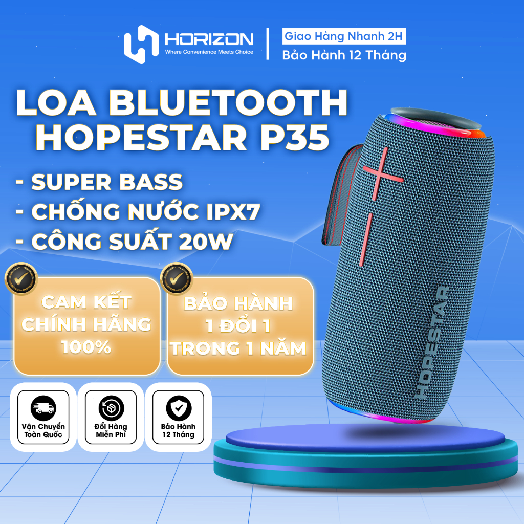 Loa Bluetooth HopeStar P35 Super Bass, Chống Nước IPX7, Công Suất 20W ...