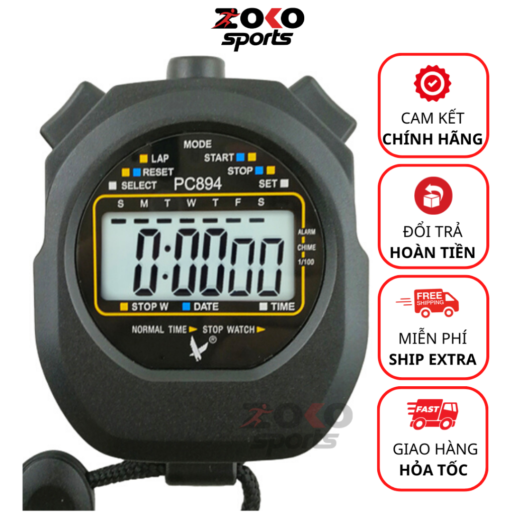 Đồng hồ bấm giây thể thao PC894, bấm giờ mini, đồng hồ bấm giờ học tập chính hãng - ZOKO SPORT ...