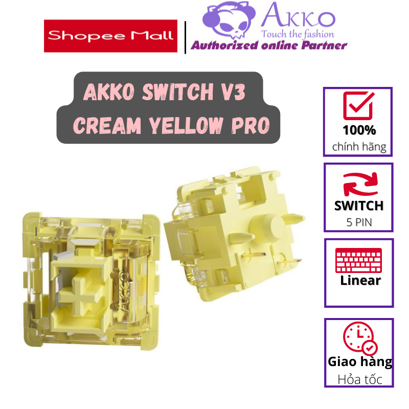 AKKO Switch v3 – Cream Yellow Pro ( 5 pin / 45 switch) | Shopee Việt Nam