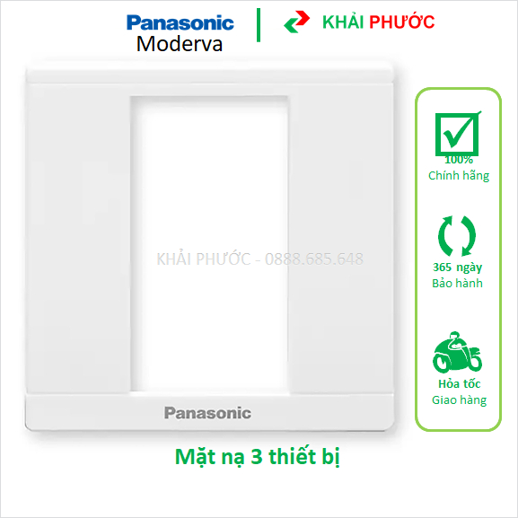 Mặt nạ đơn vuông 3 công tắc ổ cắm Moderva Panasonic màu trắng WMFV7813 ...