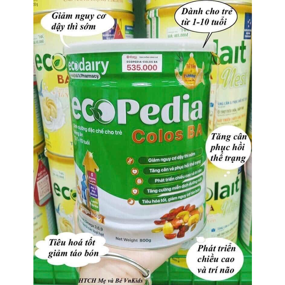 Ecodairy EcoPedia Colos Up, Eco Pedia Colos BA sữa hạt lon 800g dinh ...