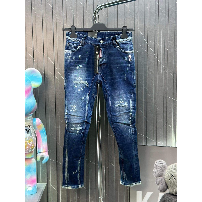 Quần Bò DSQ Xanh Vảy Sơn Rách Gối 6840 | Shopee Việt Nam