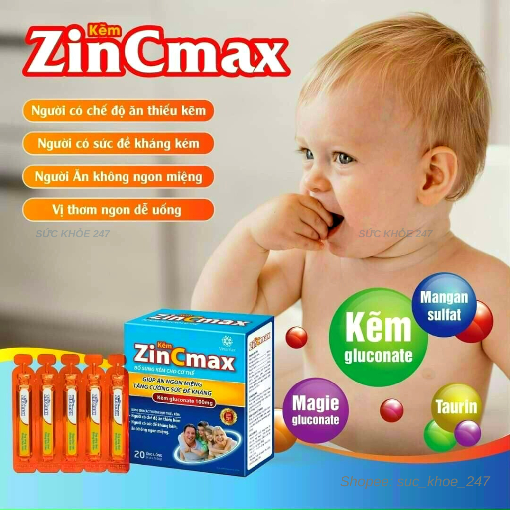 Kẽm Ống ZINCmax 20 Ống/Hộp - Bố Sung Kẽm Cho Cơ Thể, Giúp Ăn Ngon Miệng ...