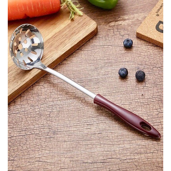 Vá Múc Canh Inox 304 có lỗ Cán Vân Gỗ 10cm [ KT: 28cm X 7.5cm ...
