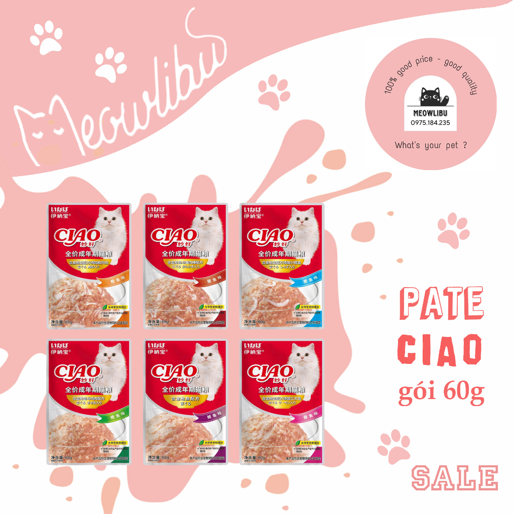 Pate Ciao Nội Địa Trung Đủ Vị Cho Mèo Gói 60G | Shopee Việt Nam