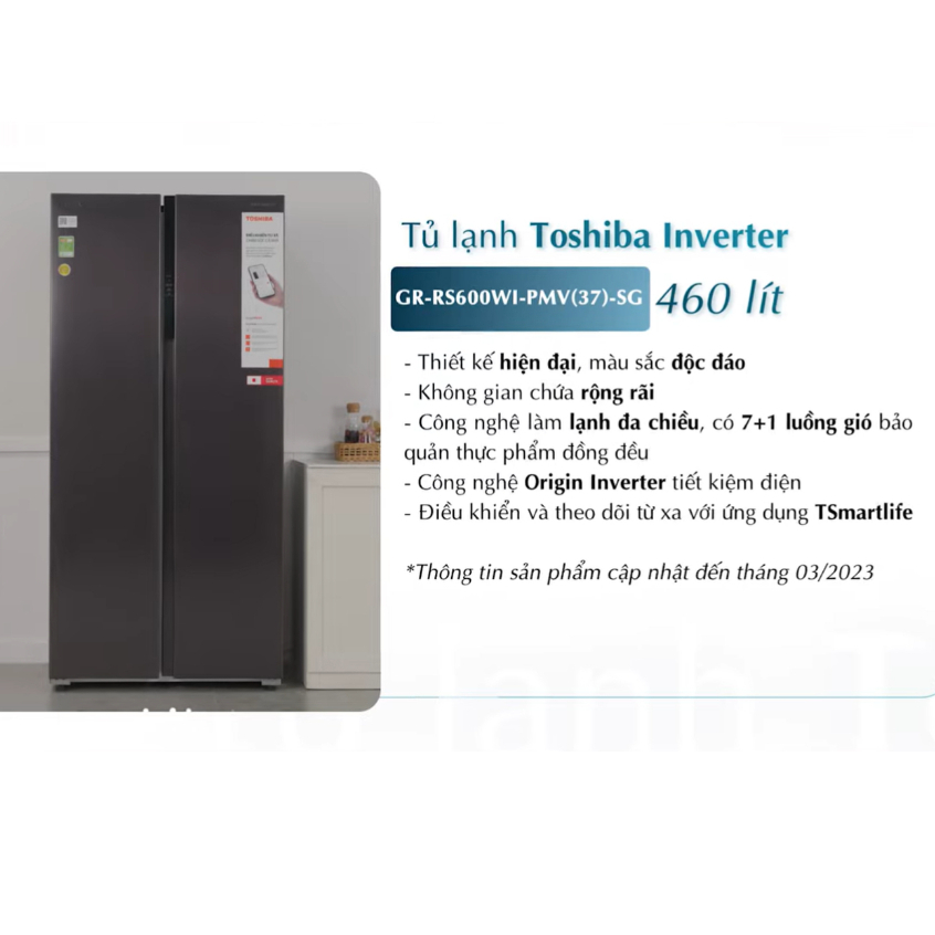 Tủ lạnh Toshiba Inverter 460 lít GR-RS600WI-PMV(37)-SG model 2022 - Điện Máy Kho Rẻ | Shopee ...