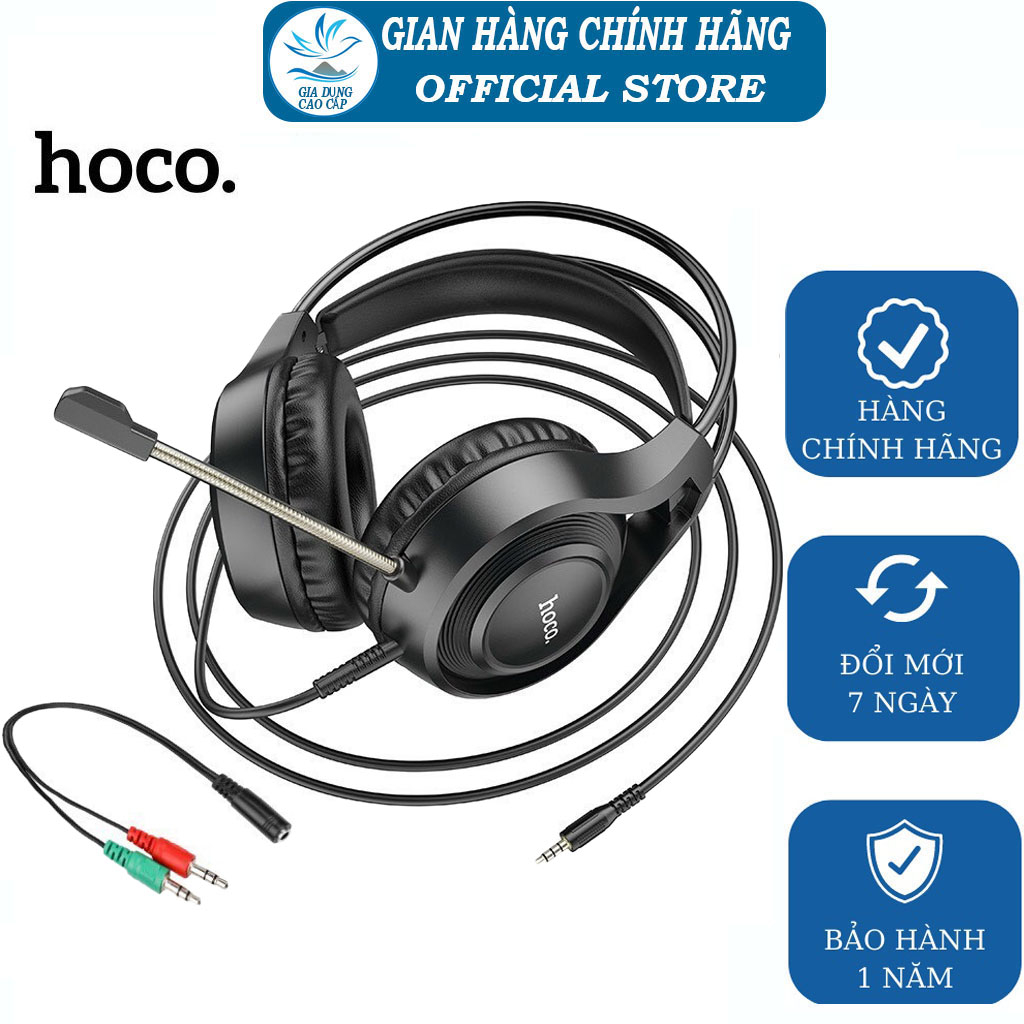 Tai nghe chụp Headphone Gaming Hoco tai nghe W106 Tige có dây kèm mic ...