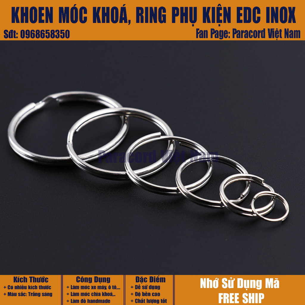 Khoen móc khóa, ring phụ kiện EDC inox 304 tròn | Shopee Việt Nam