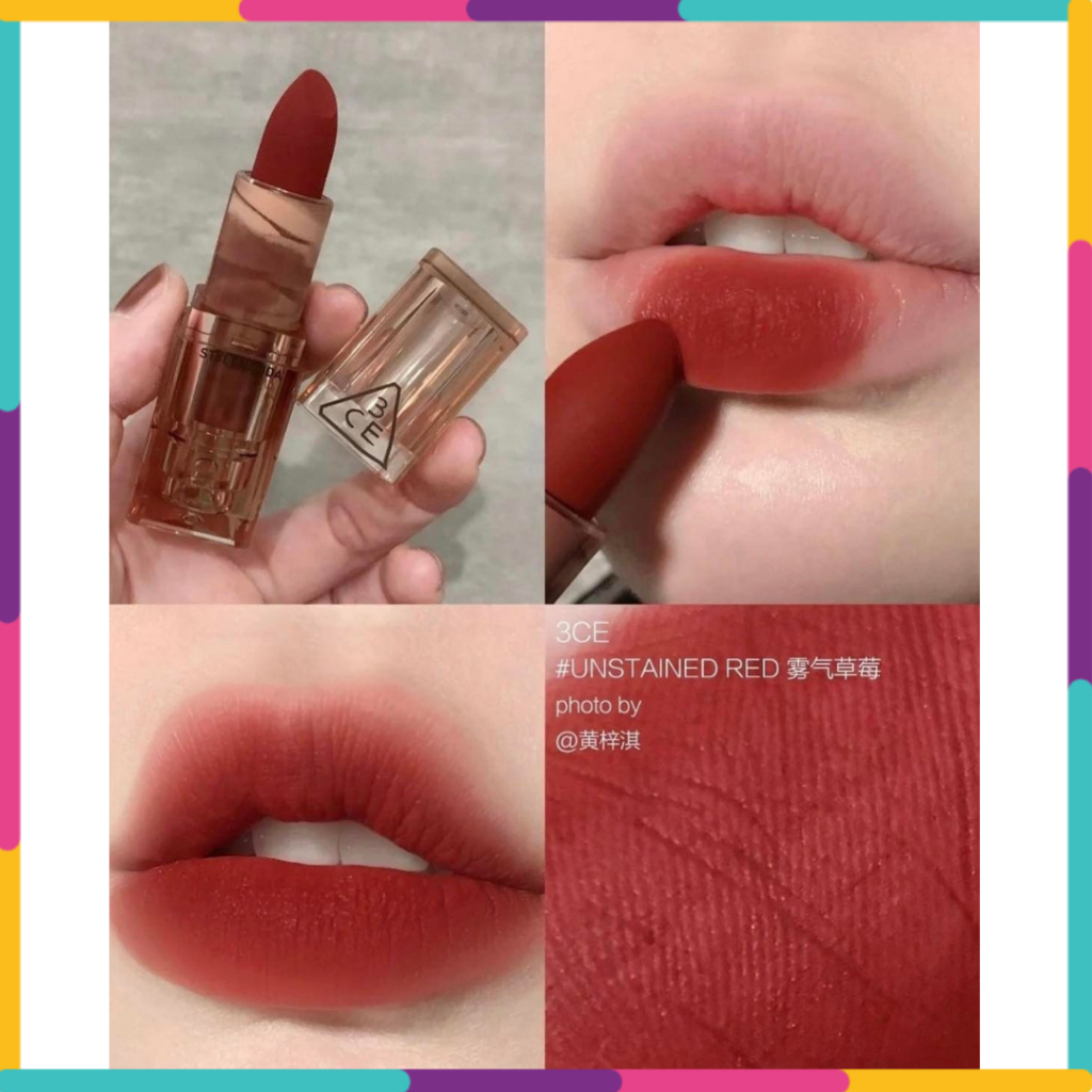Son Thỏi 3CE Soft Matte Unstained Red Phiên Bản Giới Hạn Vân Đá Màu Đỏ ...