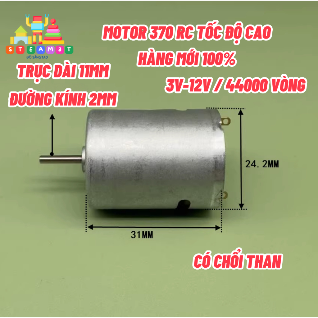 Motor 370 RC tốc độ cao 7.2V - 12V tốc độ cao 50000 RPM dùng pin cho xe ...