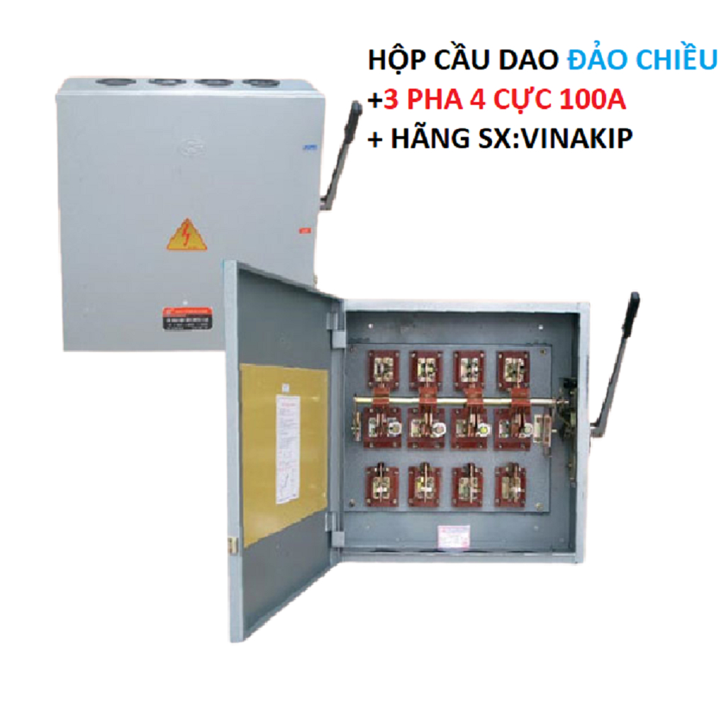 Hộp cầu dao đảo chiều 3 pha 4 cực 100A dạng tủ có cần đóng ngắt hàng Vinakip | Shopee Việt Nam
