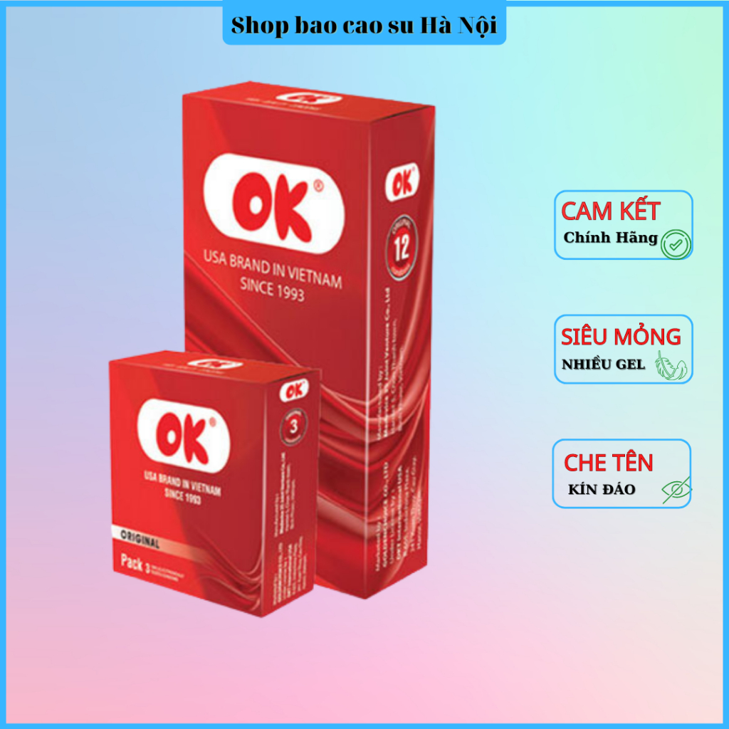 Bao Cao Su OK Original Chính Hãng ( Hộp 12 Cái)siêu mỏng kéo dài thời ...