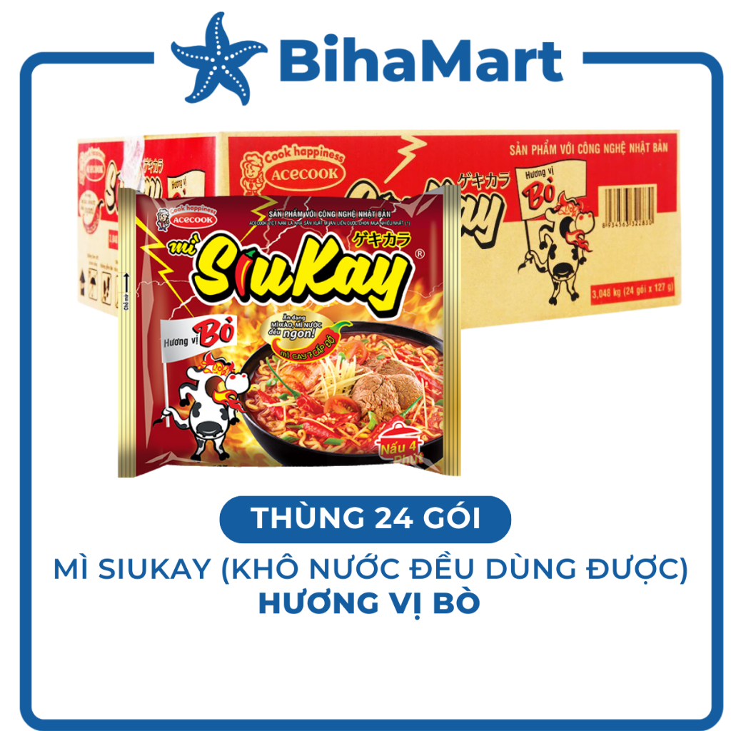 [THÙNG 24 GÓI] - ACECOOK - Mì Siukay bò - Mì bò Siukay - Mì Siukay ...