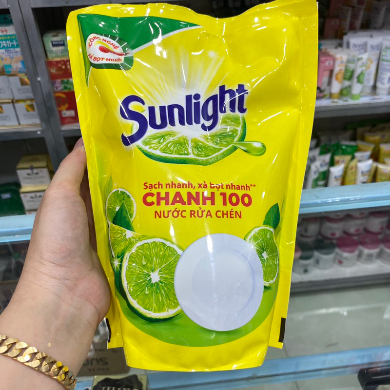 Nước rửa chén Sunlight Chanh 100 chiết xuất chanh tươi túi 1.4kg(1.3 ...
