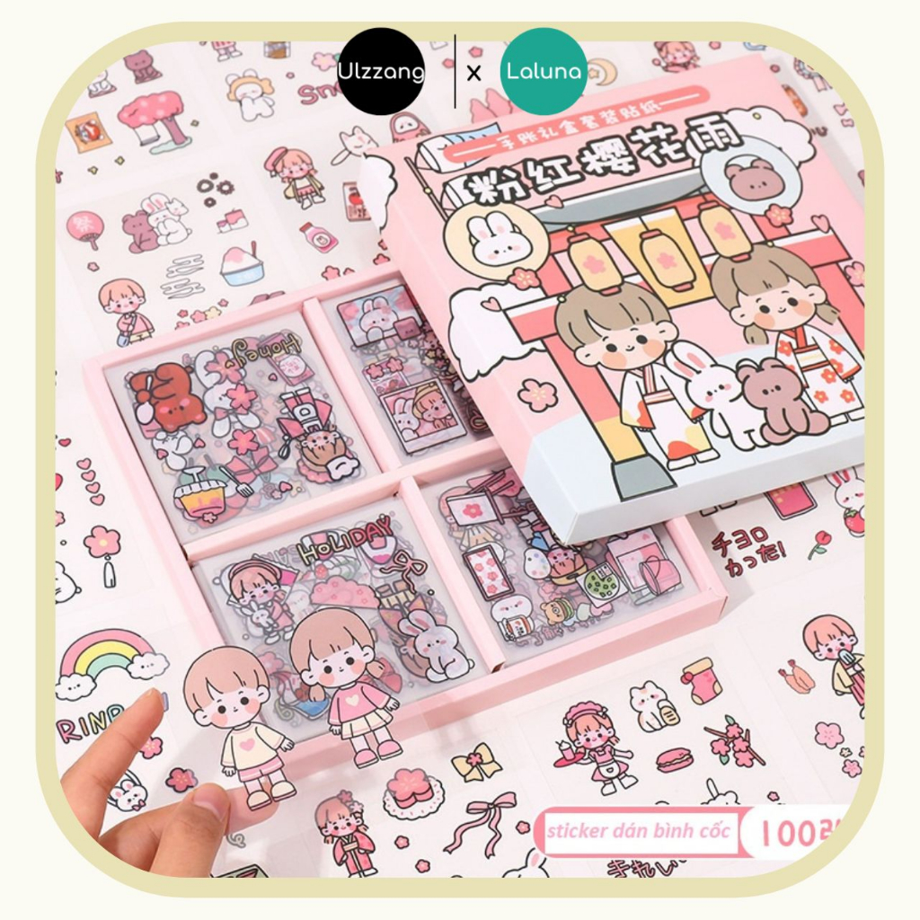 Hộp Tấm Sticker Giá Sỉ Kích Thước 8x8cm miếng dán Cute Trang Trí Bình ...