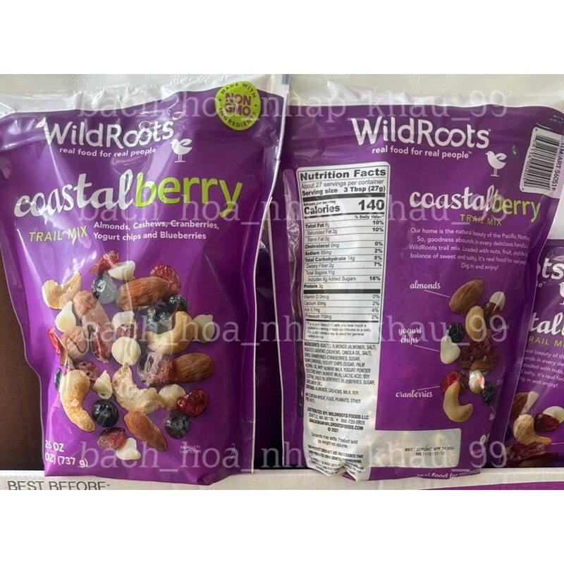 Hạt Mix tổng hợp WildRoots Coasal Berry 737g hạt mix yogurt sấy chuẩn ...
