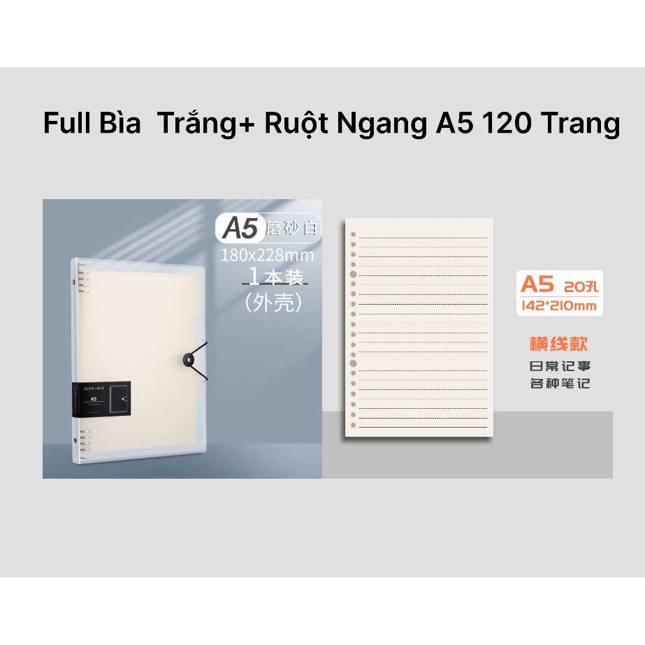 Combo Sổ còng size A4, A5, B5 ruột giấy kẻ ngang hoặc caro và bìa cứng tiện lợi | Shopee Việt Nam