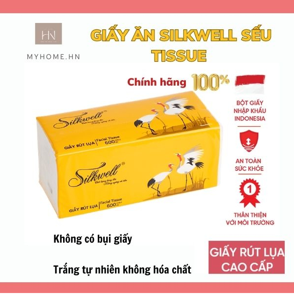 Khăn giấy rút cao cấp silkwell 600 tờ 3 lớp sếu | Shopee Việt Nam