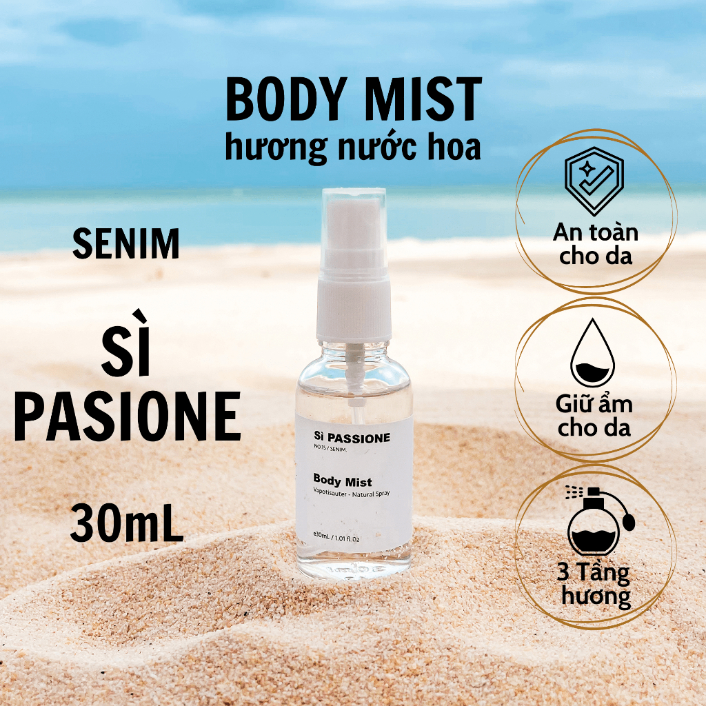Body mist nữ hương nước hoa Sì passione chính hãng SENIM, xịt thơm body ...