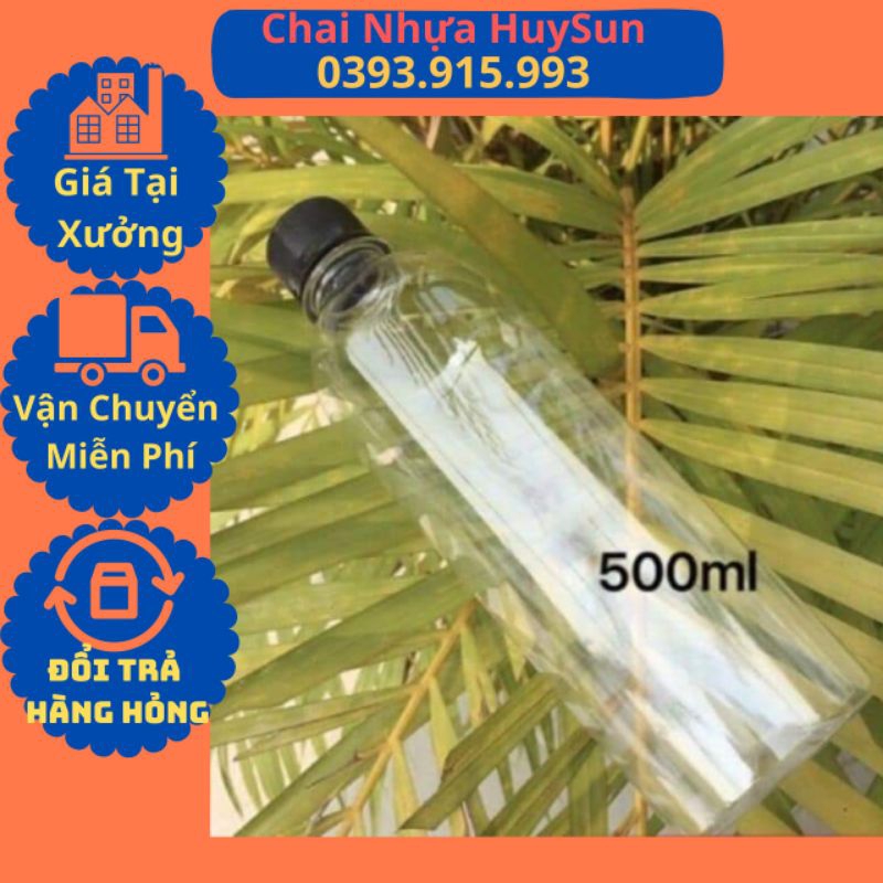 Chai Nhựa Tròn, Dẹp Nắp Đen 500ml. Chai Nhựa Dày.Không Lo Bóp Méo. Đã Kèm Nắp | Shopee Việt Nam