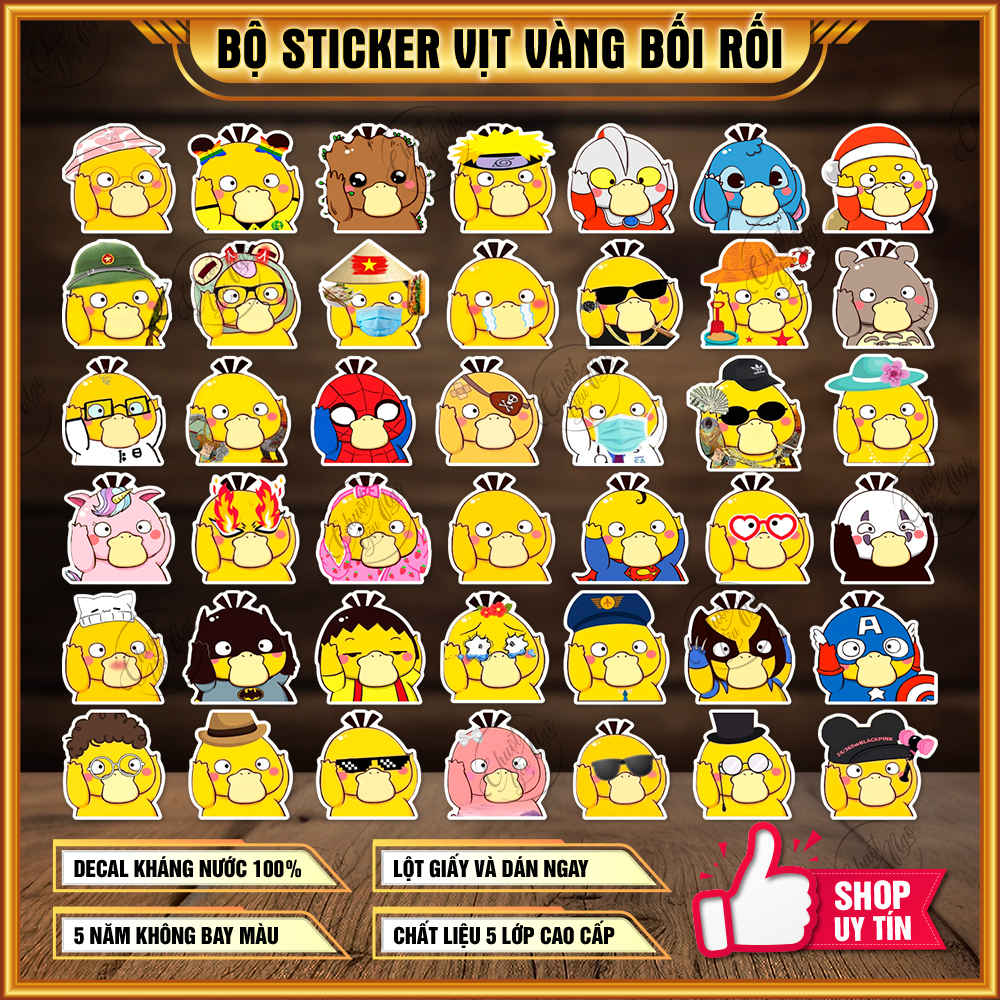 Bộ 100 mẫu sticker VỊT VÀNG BỐI RỐI trend hình dán koduck psyduck ...