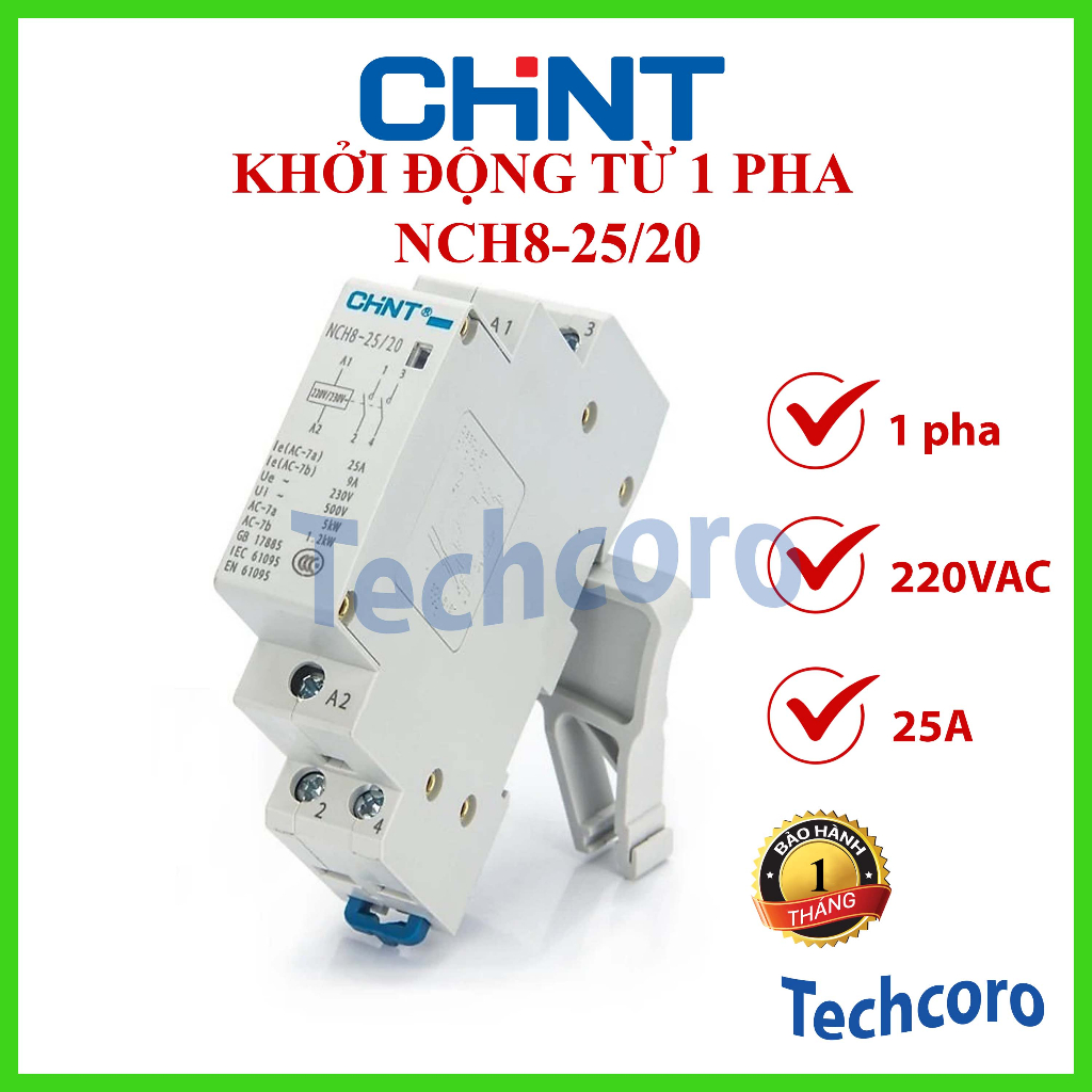 Khởi động từ 1 pha CHINT 220V 25A 40A, thiết bị đóng ngắt trung gian, tăng công suất cho thiết ...