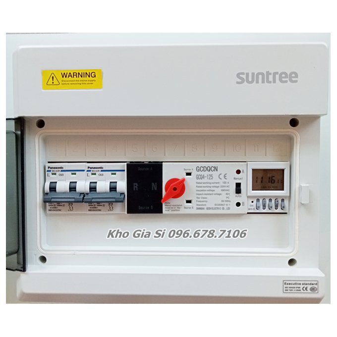 COMBO Tủ ATS 100A 220V - 2 Át 63A Panasonic - Timer NKG5 - Đảo chiều 2 ...