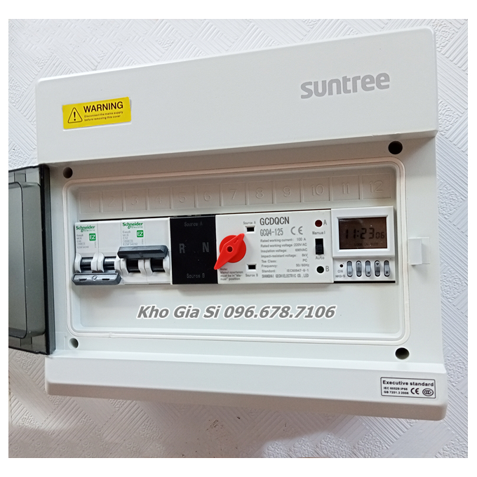 Bộ Tủ điện ATS 100A 220V - 2 Át 2P/ 63A Schneider - Timer NKG5 đảo 2 ...